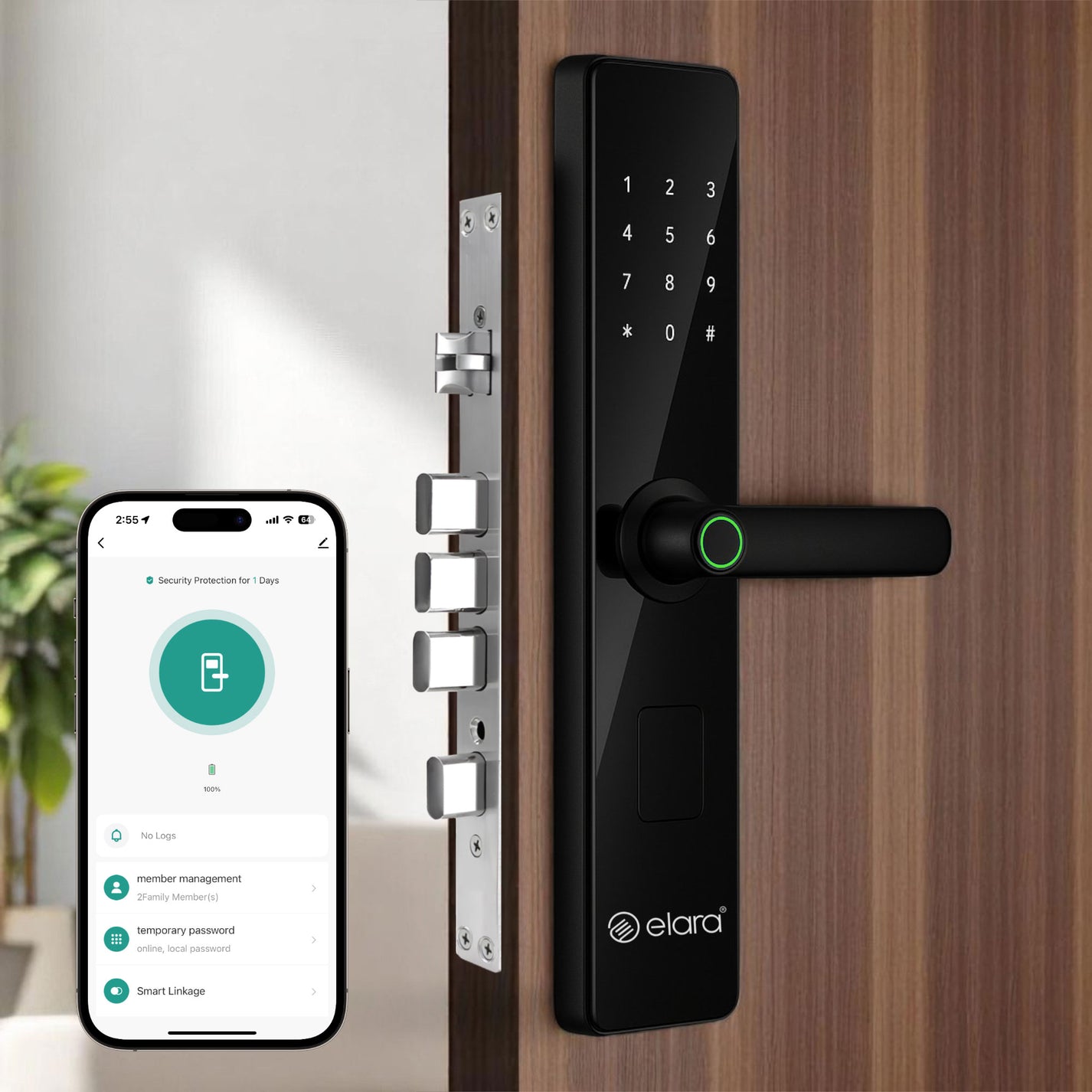 Elara Echo Lite Smart Door Lock, Fingerprint, Card, App, OTP, Keys, PI ...