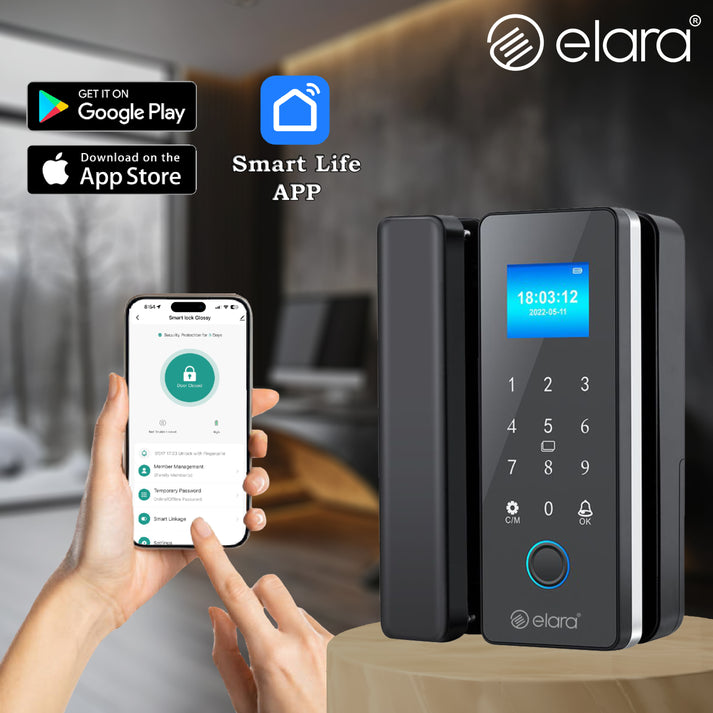 Elara GX-1 Smart Glass Door Lock, Fingerprint, Mobile App, PIN, RFID C ...